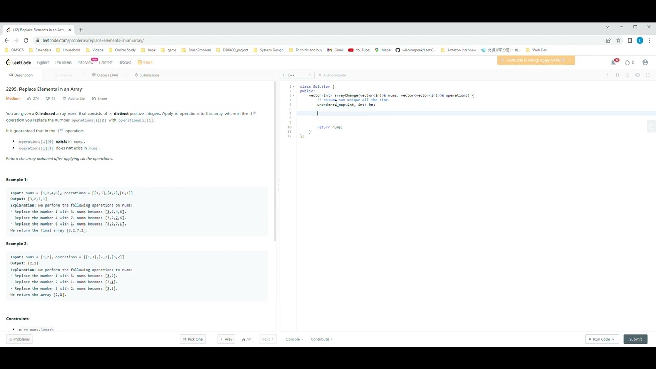 Heavenislost Leetcode #2295 Replace Elements in an Array