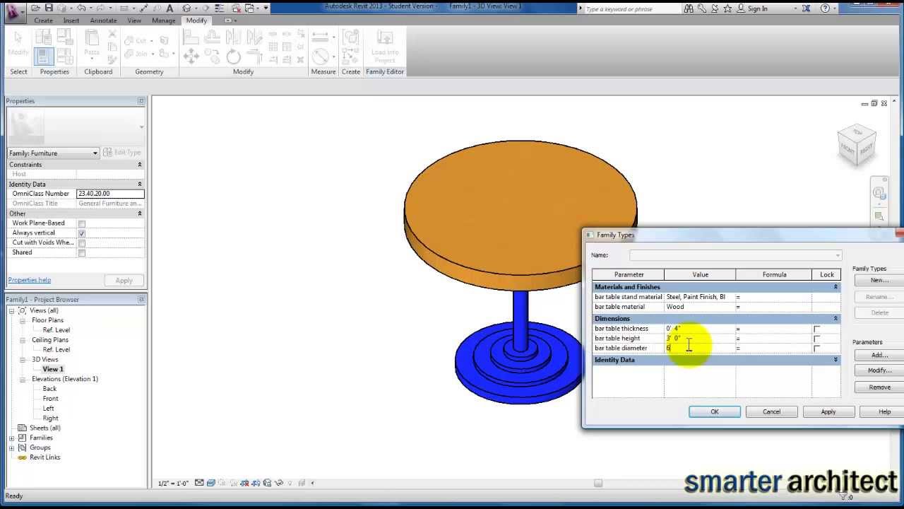 Revit Tutorials: Revit Families - Parametric Table