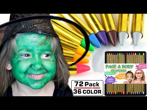 72 Pack 36 Color Face and Body Paint Crayon 3”, Safe Non-Toxic Painting Crayons Stick for Halloween.