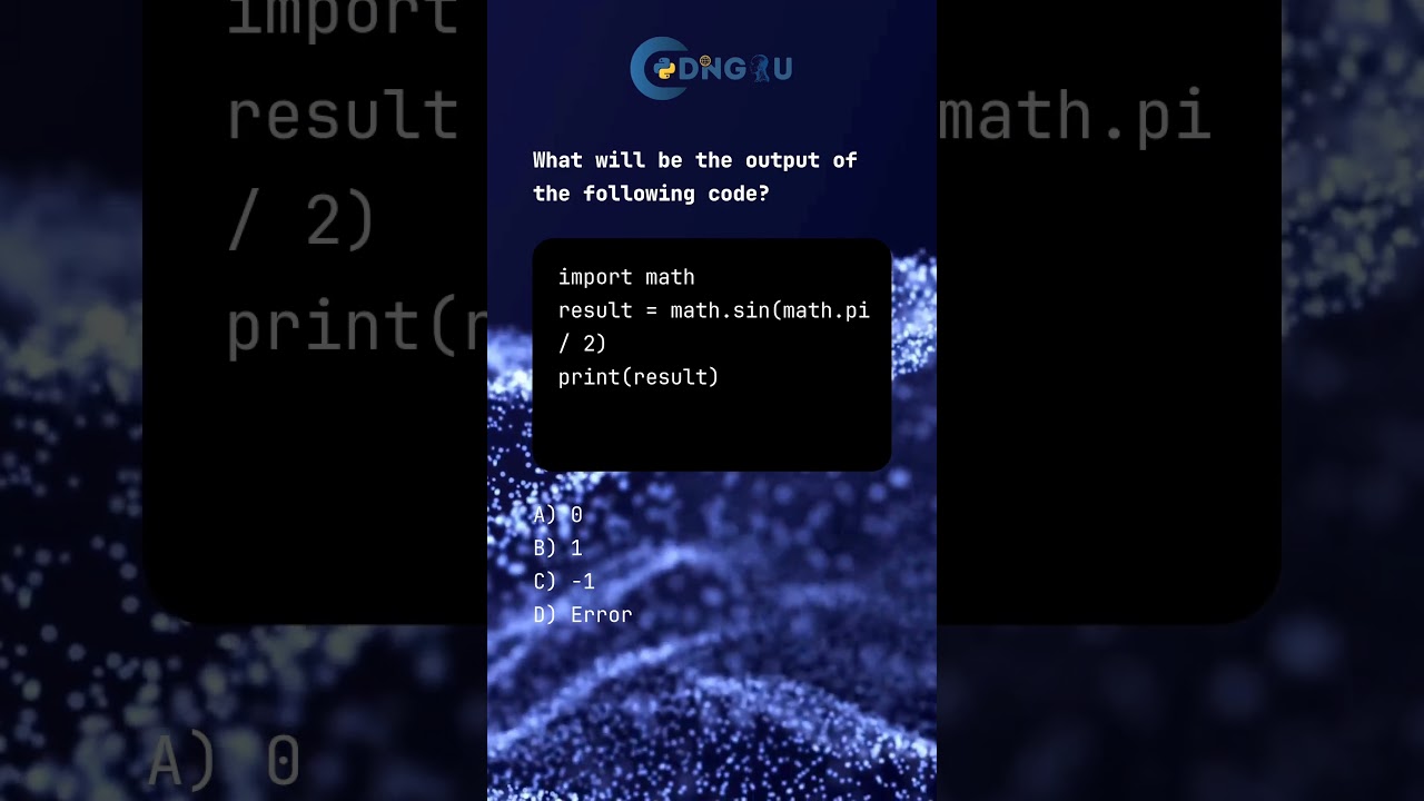 Python MCQ: Sine Function with math.sin() #python #pythoncoding #pythonquiz #pythonmcq