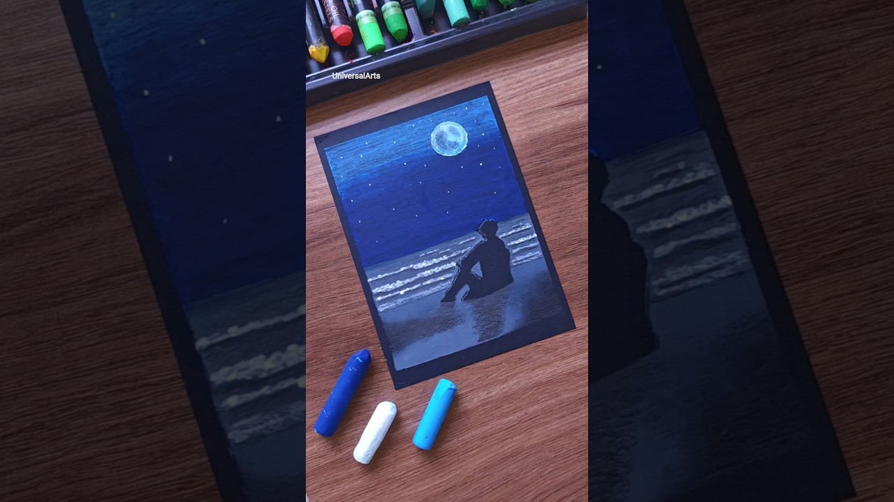 Alone Waves 🌊 | Easy Oil Pastel Drawing #art #drawingtechniques #oilpasteldrawingeasy #oilpastel