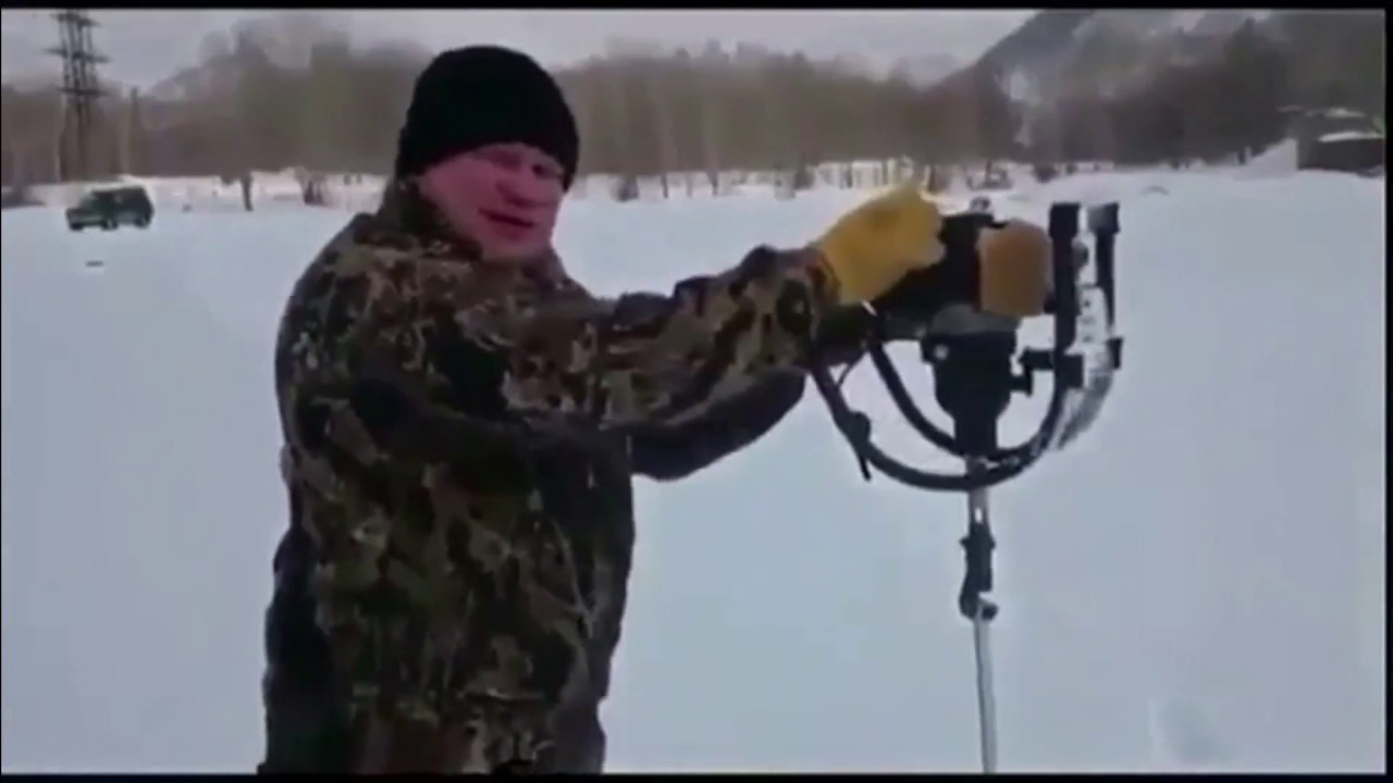 🤪 FAIL - How NOT to drill a hole in ice FUNNY