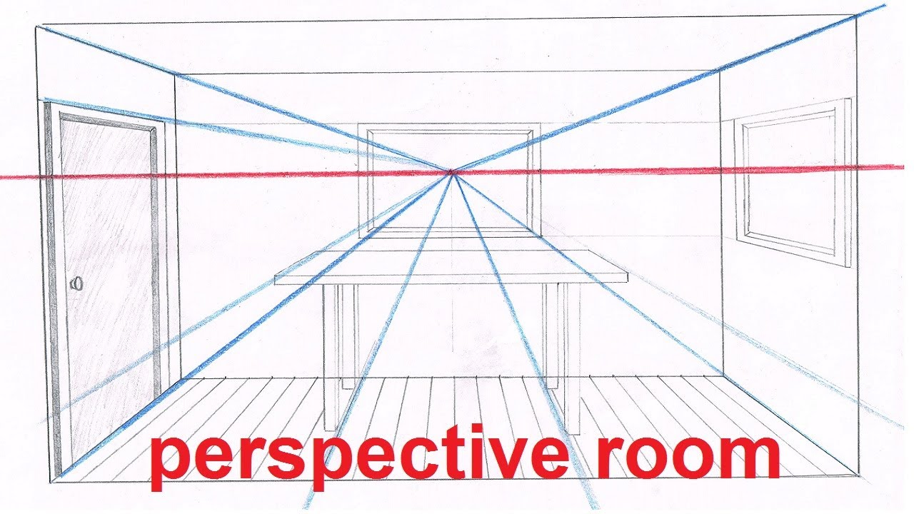 Linear Perspective Drawing Lesson 5/6 - Drawing a Room In Perspective Tutorial - 1 Point Perspective