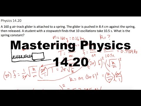 Mastering Physics Solution, "A 160 g air-track glider is attached to a spring. The glider is pushed