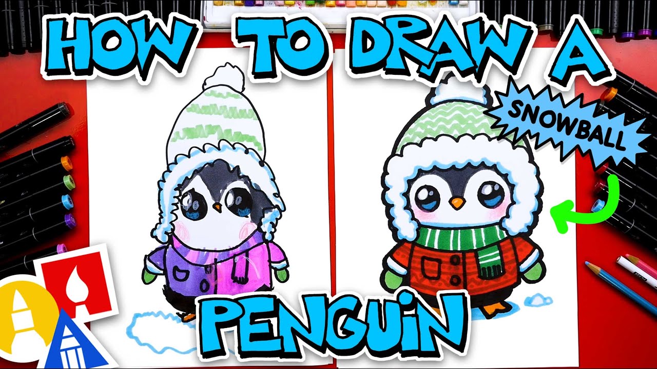 How To Draw A Winter Penguin (Snowball The Penguin)