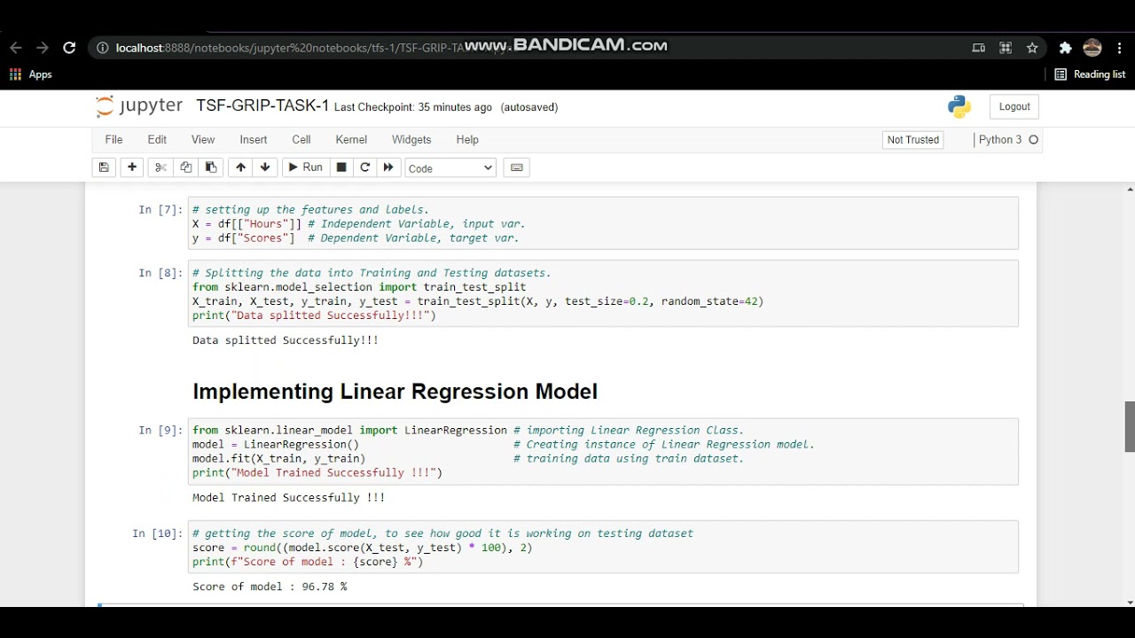 Marks Prediction using Linear Regression in Python.