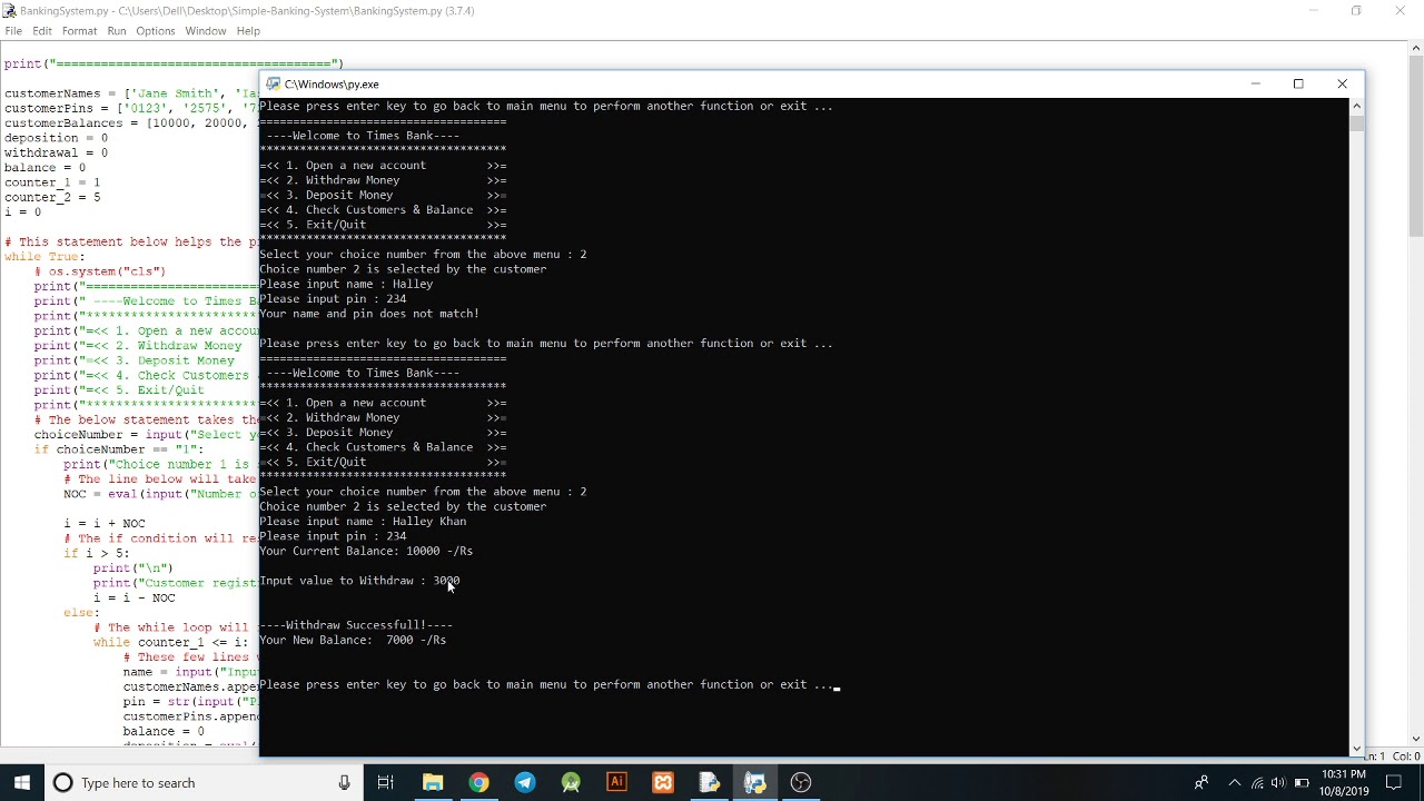 Simple Banking System in Python with source code | Source Code & Projects