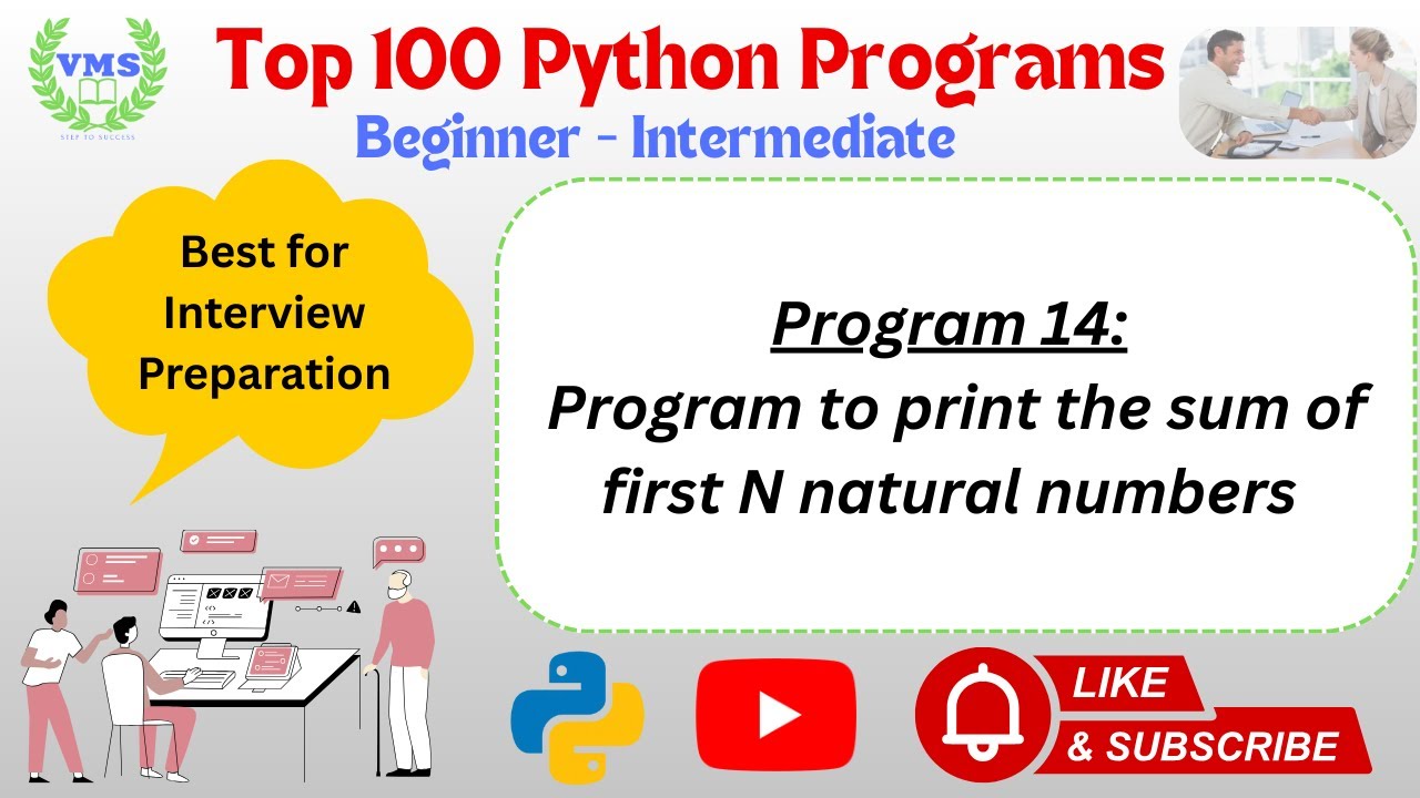 Python Program 014 | Sum of First N Natural Numbers in Python | Loop Example