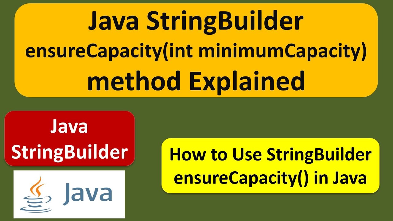 Java StringBuilder ensureCapacity(int minimumCapacity) method Explained | Java Tutorial
