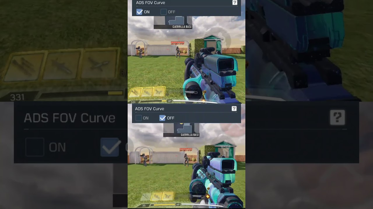 ADS FOV curve On & Off comparison.#callofduty #codmobile #toturial #callofdutymobile #codm