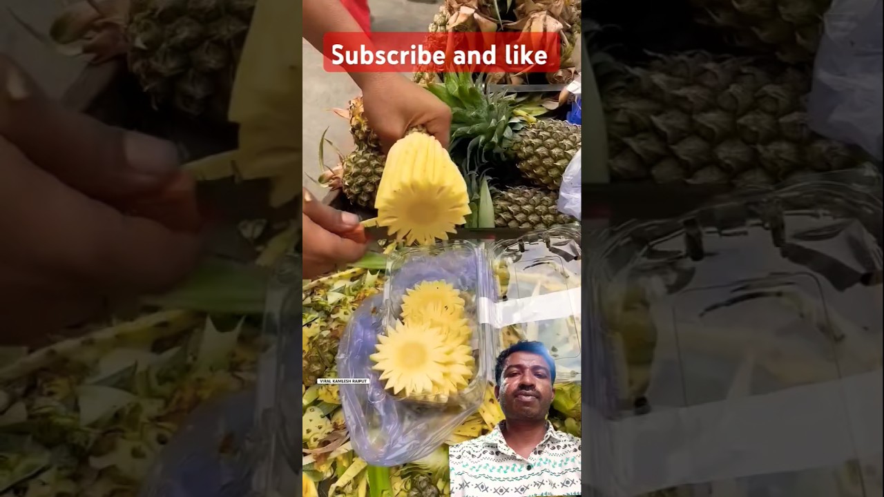 pineapple design cutting skills #pineapple #streetfood #fruitcutting #viralvideo