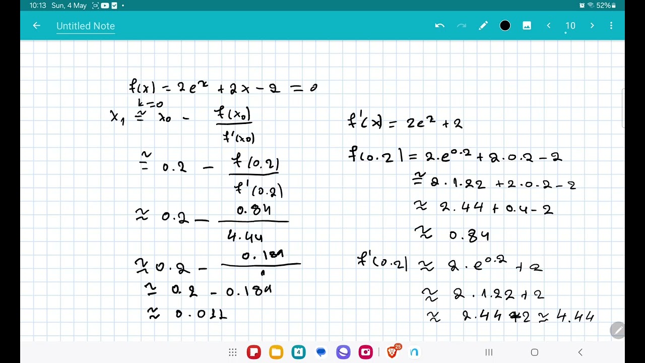 T2 Solving non linear equation using Newton's iterative method