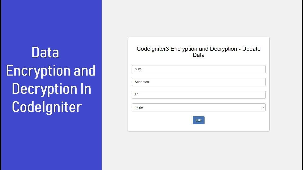 Encrypt Decrypt in Codeigniter - Update Data