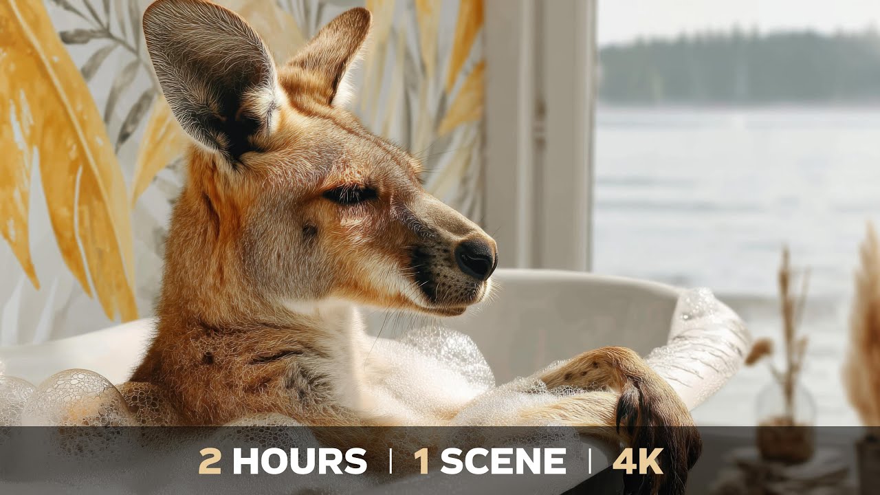 Kangaroo Bubble Bath Calm | 4K TV Art Wallpaper / Screensaver | 2 Hours | No Sound