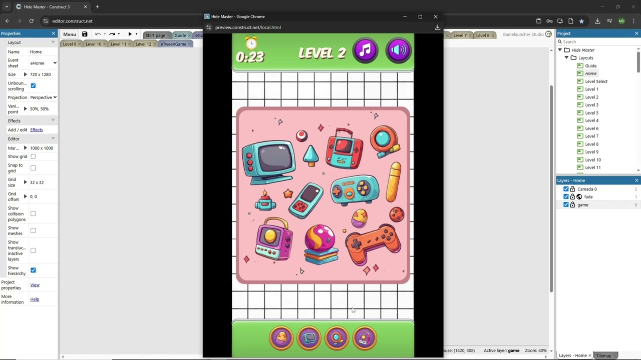 Hide Master || Construct 3 Game Template || Source code