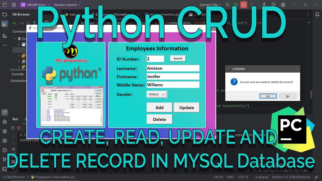 Python CRUD w/ MySQL Database - CRUD w/ Xampp Mysql #python #coding #java #intellij #database