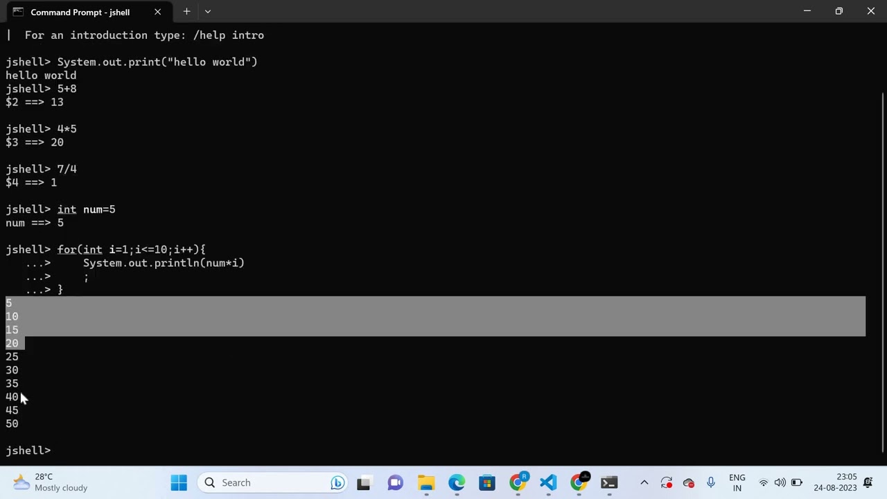 Java Tutorial 2 (Jshell Basic Code Example)