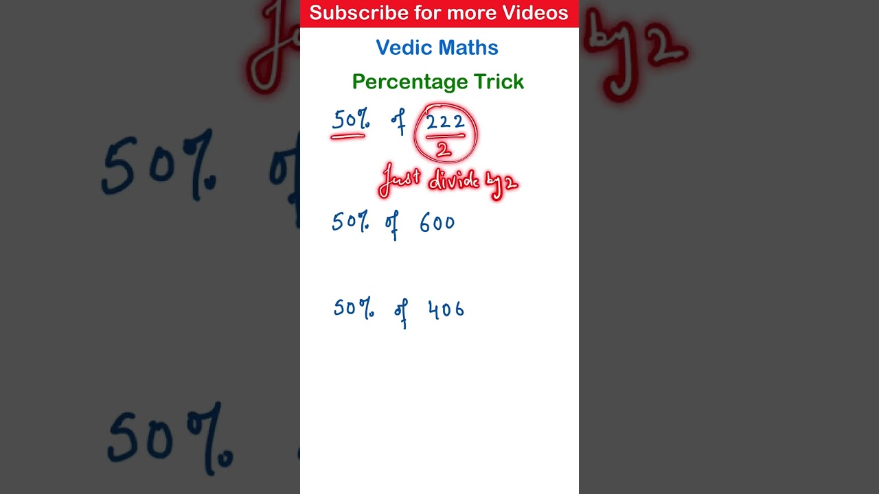 Percentage Trick | Vedic Maths Tricks for Fast calculations | Vedic maths | #26