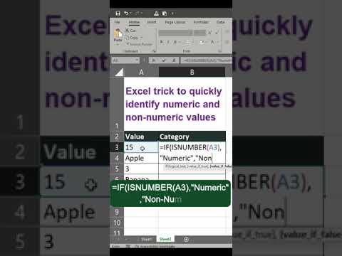Excel trick to quickly identify numeric and non numeric values