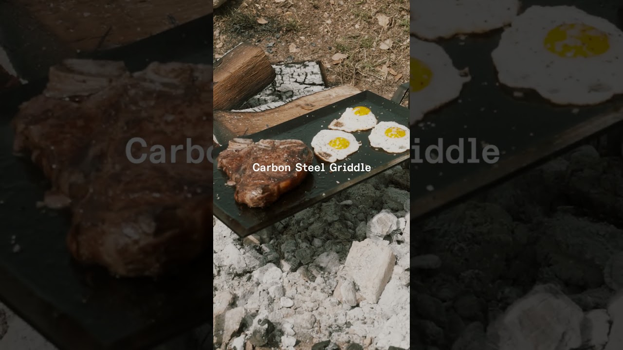 3 tools to cook anything while camping #outdoorcooking #griddle #grilling #cookware #carbonsteel