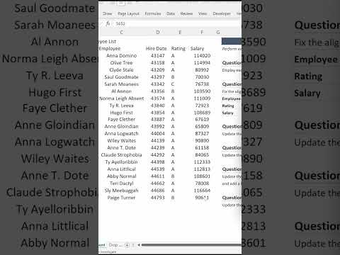 Excel Assessment (Question 1)