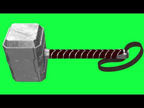 Thor's Hammer Mjolnir Horizontal Green Screen Logo Loop Chroma Animation