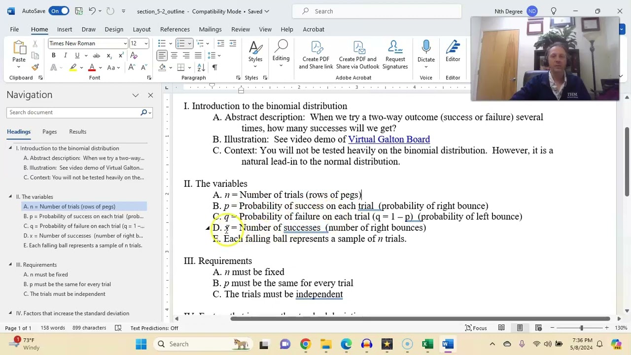 Section 5-2, Part 1:  The binomial distribution