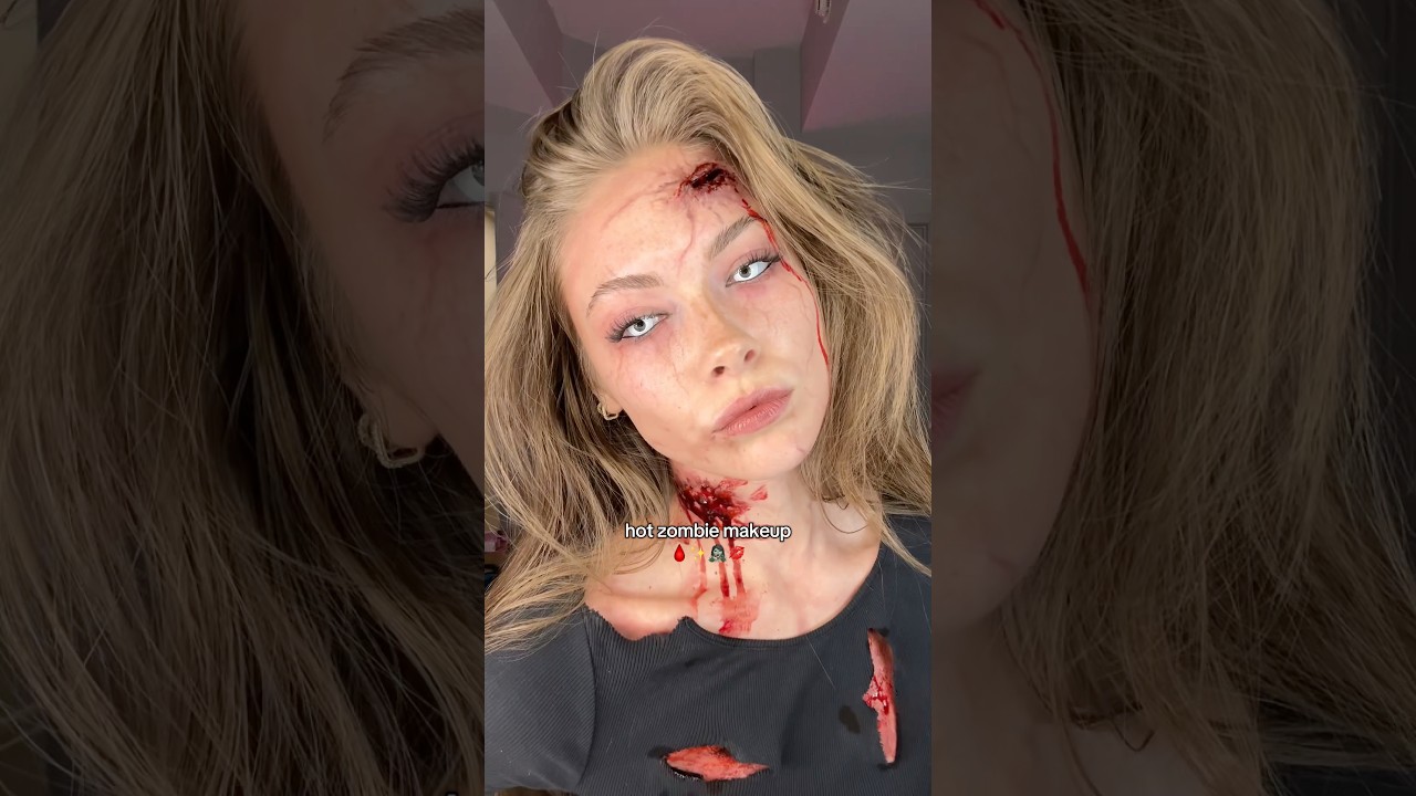 makeup tutorial for ZOMBIE 🧟‍♀️✨💗 what are u being for Halloween?! #trending #halloweenmakeup