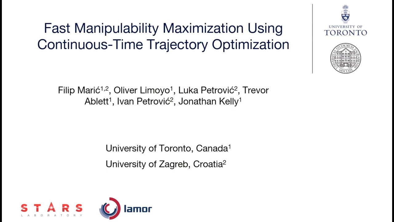 Fast Manipulability Maximization Using Continuous-Time Trajectory Optimization (IROS'19)