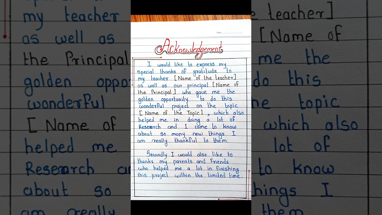 Project Acknowledgment | Acknowledgement for a Project file #shorts #schoolproject