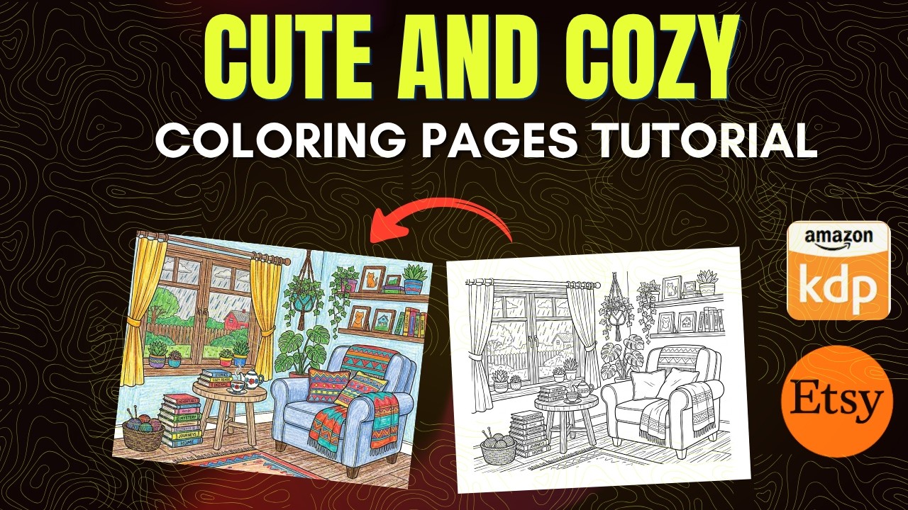 How I create CUTE and COZY Coloring pages with FREE Ai for KDP and Etsy