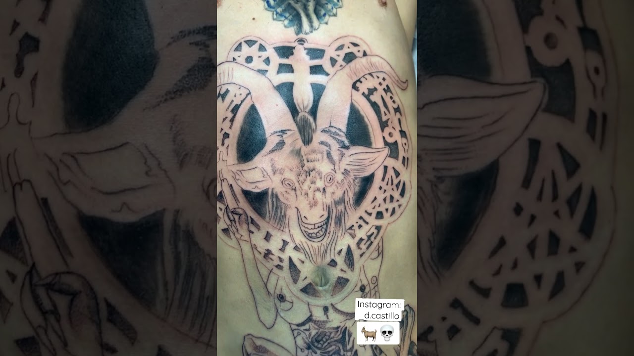 Stencil of Baphomet statue…. Final result.