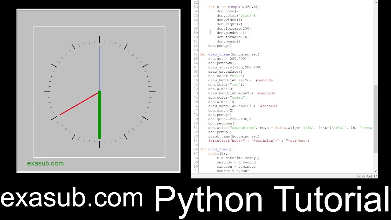 How to make an analog clock using Python Turtle Graphics