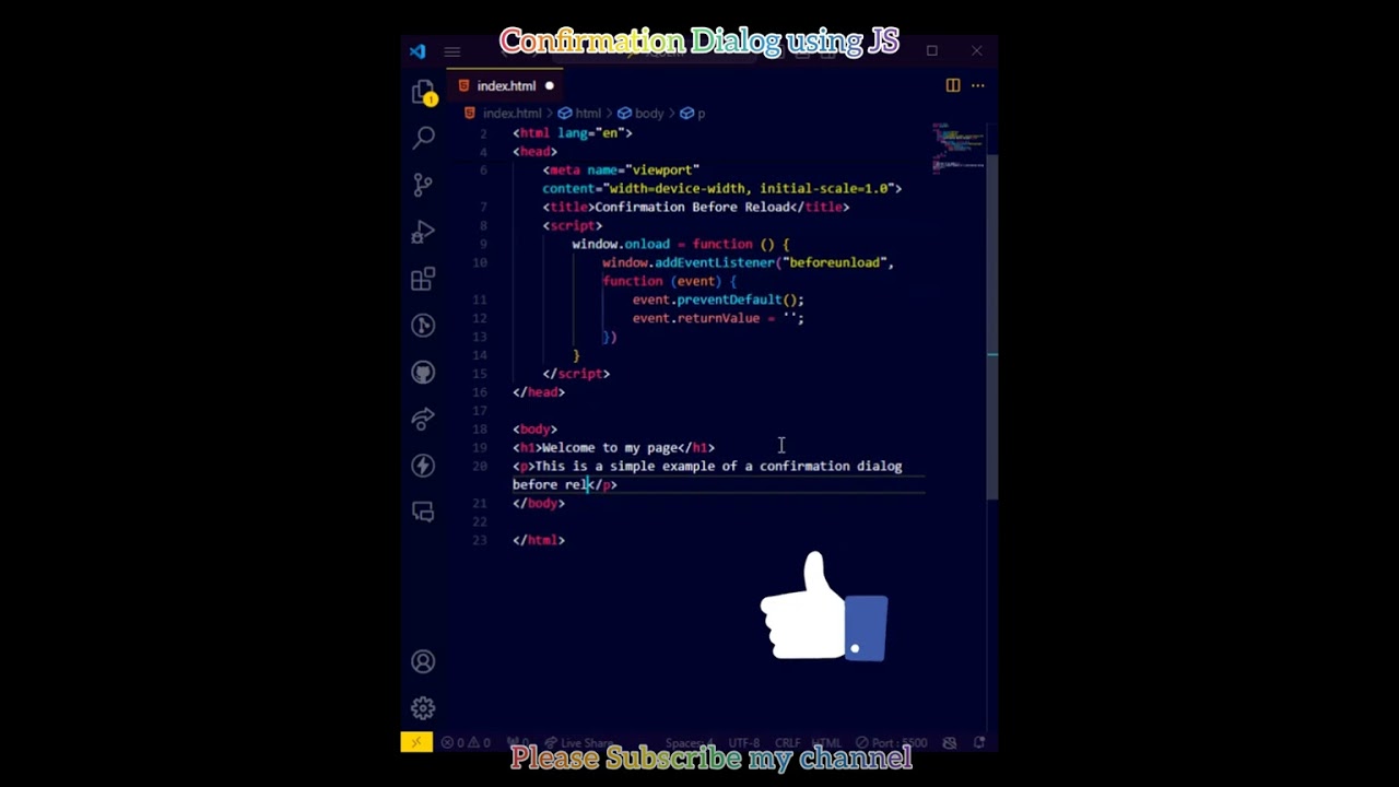 Prevent Accidental Reloads: JavaScript Confirmation Dialog Tutorial #html #javascript #jquery