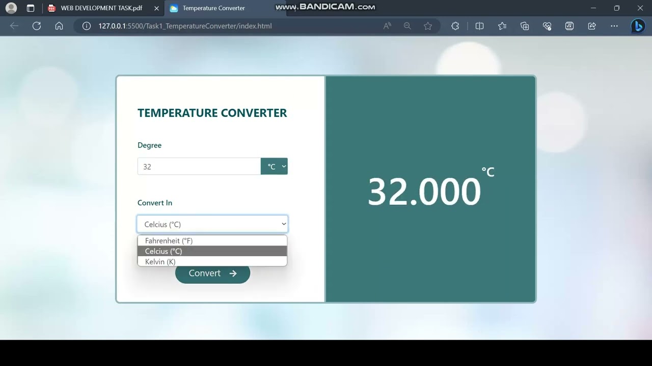 Temperature converter Website #codeAlpha