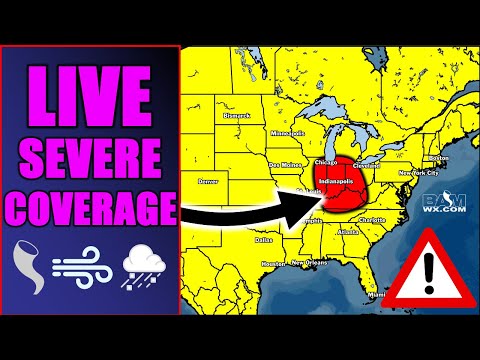 Severe storms, including tornadoes firing in Illinois moving eastward.