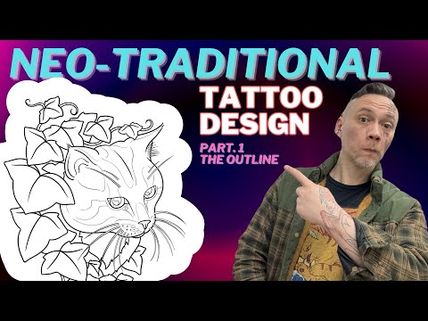 Neo‑Traditional Cat Tattoo Design: From Client Idea to Clean Outline (Pt 1) Procreate Follow Along
