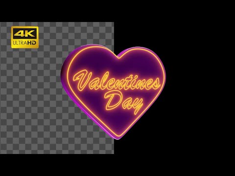 Neon heart "Valentine's Day" | Motion Graphics 4K | transparent background