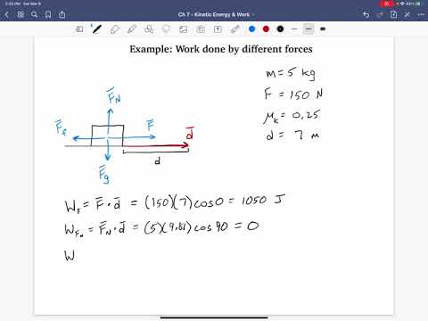 Example: Work done by different forces