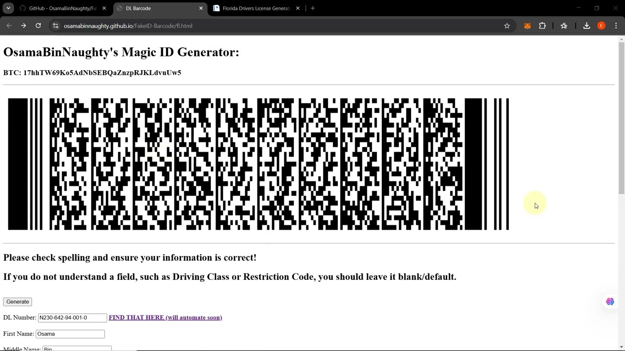 Generate PDF417 Barcode for Driving License