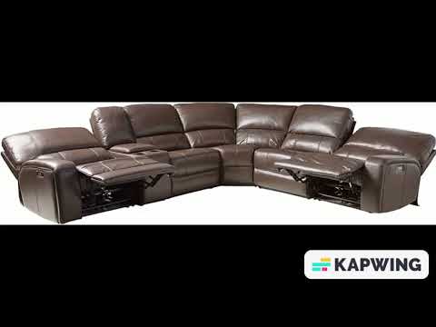 ACME FURNITURE Saul Sectional Sofa with Power Recliners, Espresso Leather-Aire