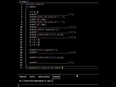 swapping of two number using XOR operator in C Language