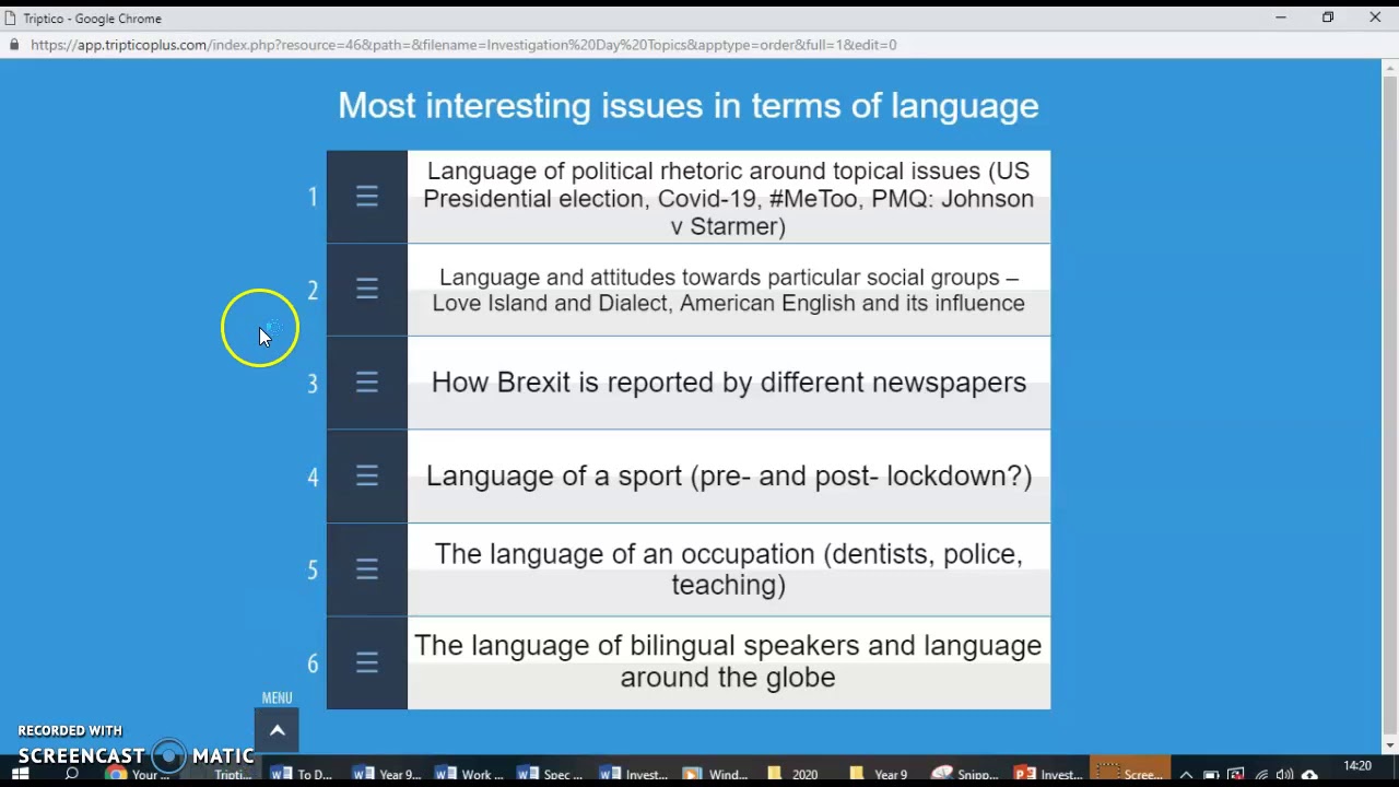 Language Investigation 1 - Choosing a Topic