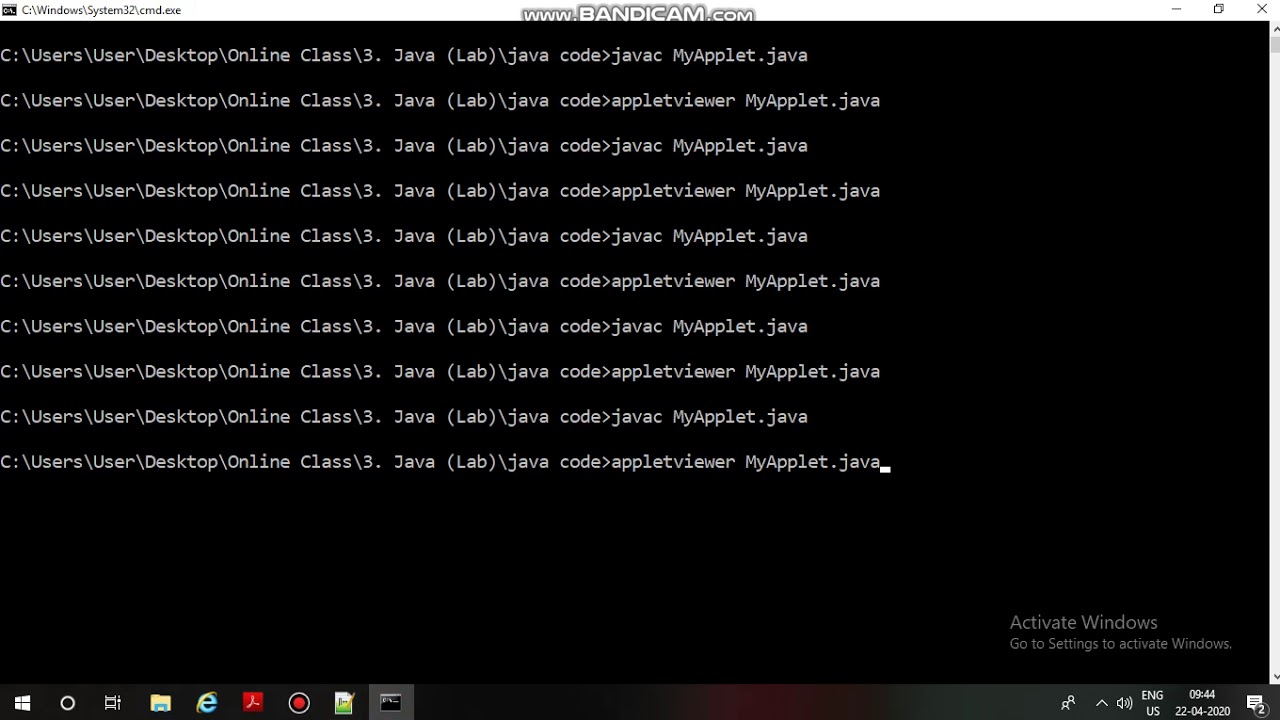 Applet 2:  Methods of Graphics Class