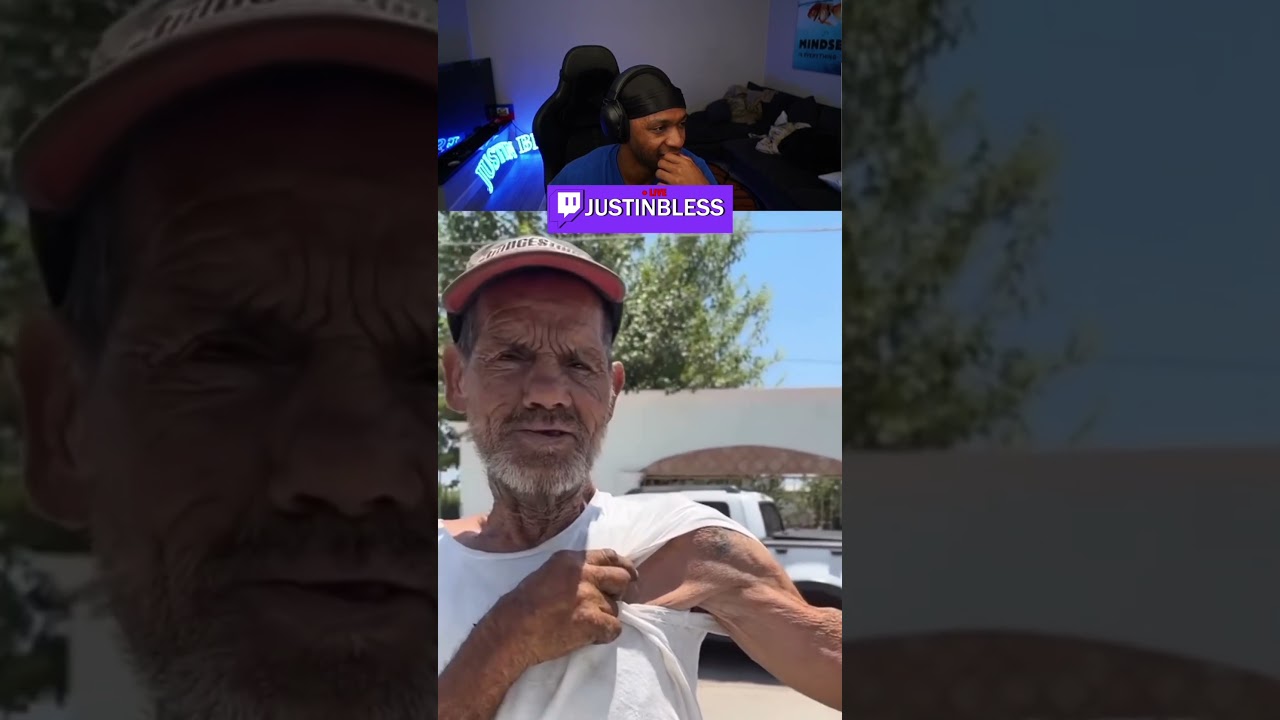 This old man flexing his muscles