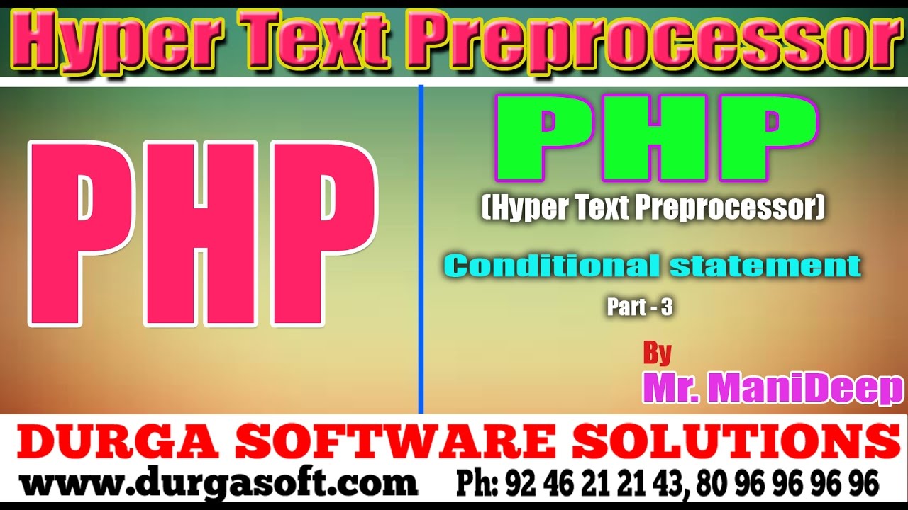 Web Devlopment| Php ((Hyper Text Preprocessor) || Conditional statement Part -3 by Manideep