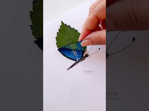 Butterfly painting with Leaf🍃 #painting #art #shorts || painting hacks
