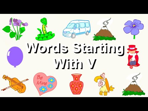 Words starting with V, Volcano, Vulture, Van, Alphabet Flashcards, Learning ABC, Phonics and Sounds