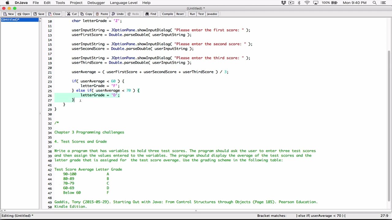 3.4. (Part 2) Test Scores And Grade (JOptionPane) - Java