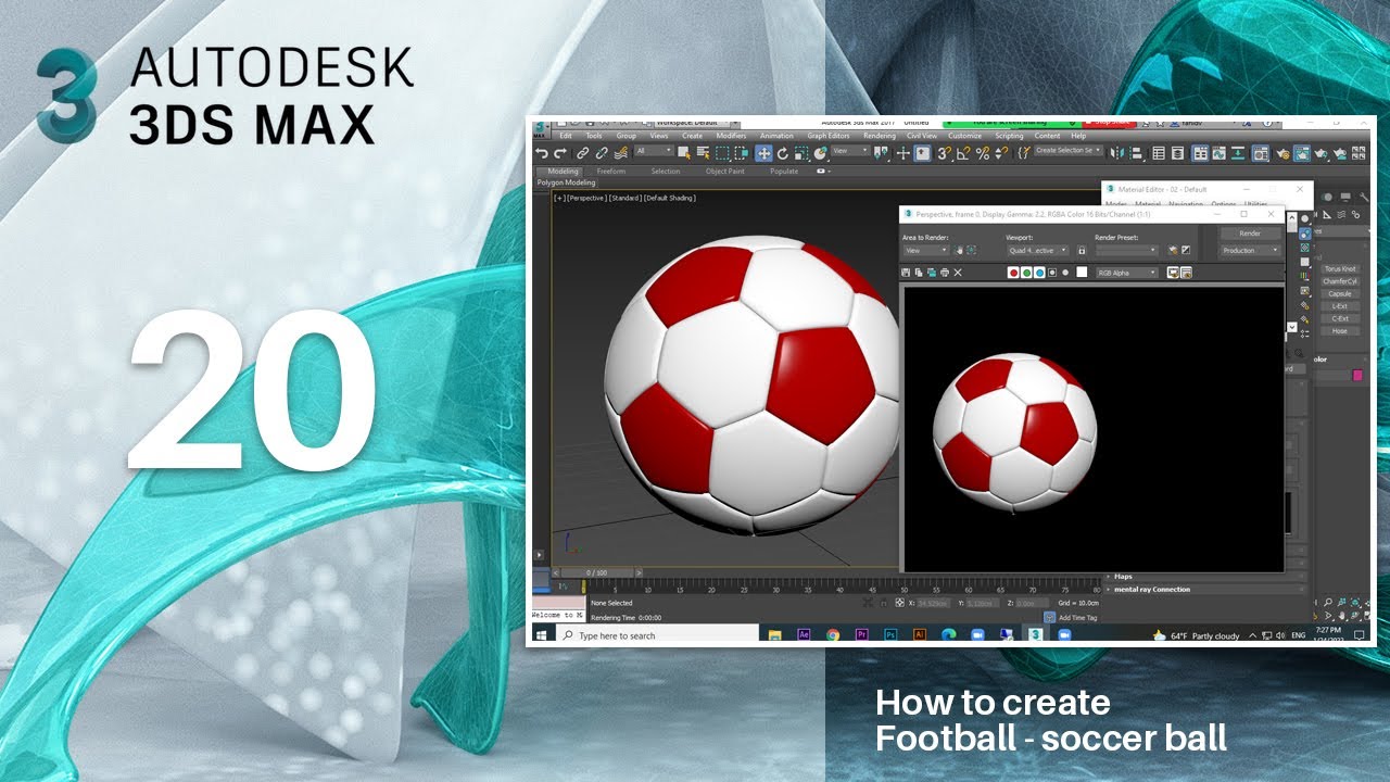 How to create a Football - soccer ball 3DS MAX tutorial 20 | Beginners Tutorial